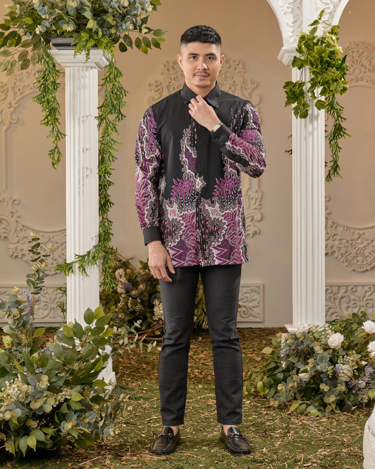 Kemeja Batik Sultan - Indra Black - Kualiti Designer, Harga Luarbiasa