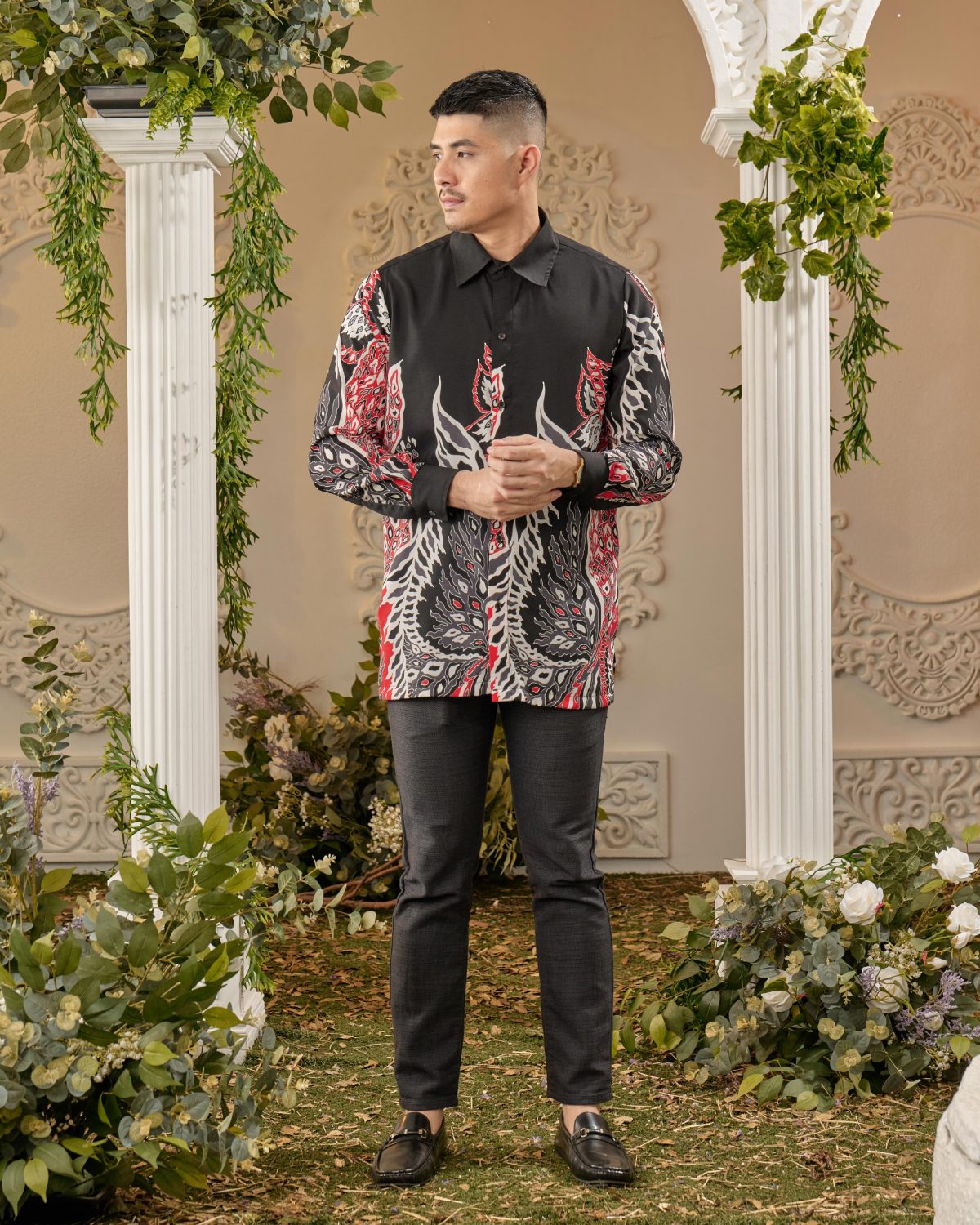 Kemeja Batik Sultan - Pieris Black - Kualiti Designer, Harga Luarbiasa