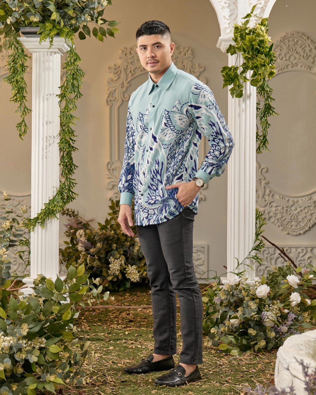 Kemeja Batik Sultan - Pieris Mint - Kualiti Designer, Harga Luarbiasa