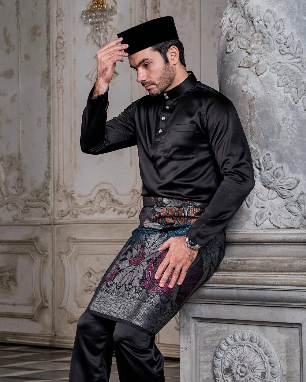 Baju Melayu Tailored Fit – Matte Black - Kualiti Designer, Harga Luarbiasa