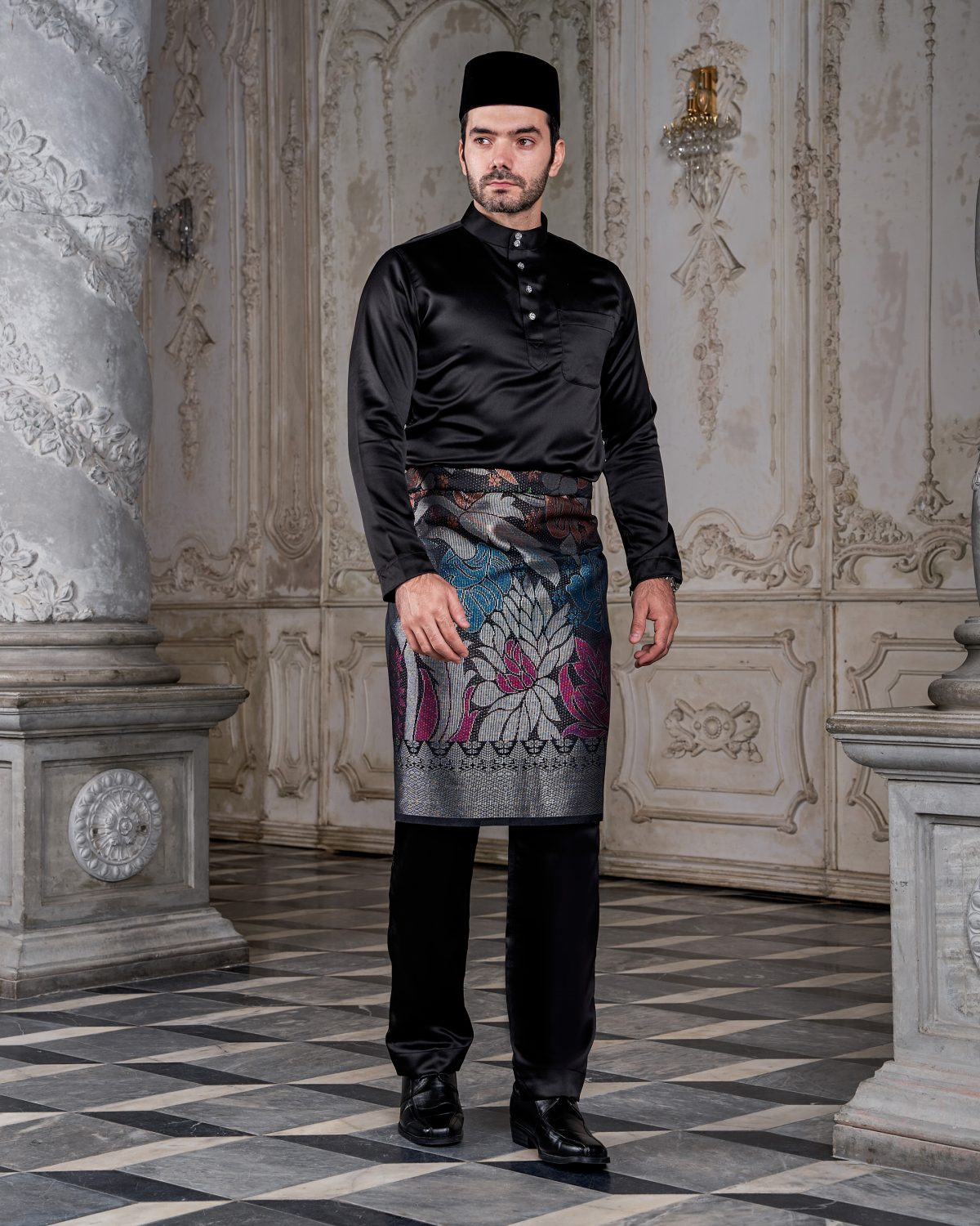 Baju Melayu Tailored Fit – Matte Black - Kualiti Designer, Harga Luarbiasa