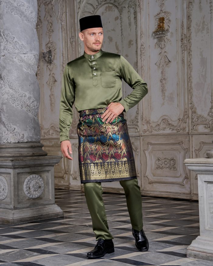 Baju Melayu Tailored Fit – Olive Green - Kualiti Designer, Harga Luarbiasa