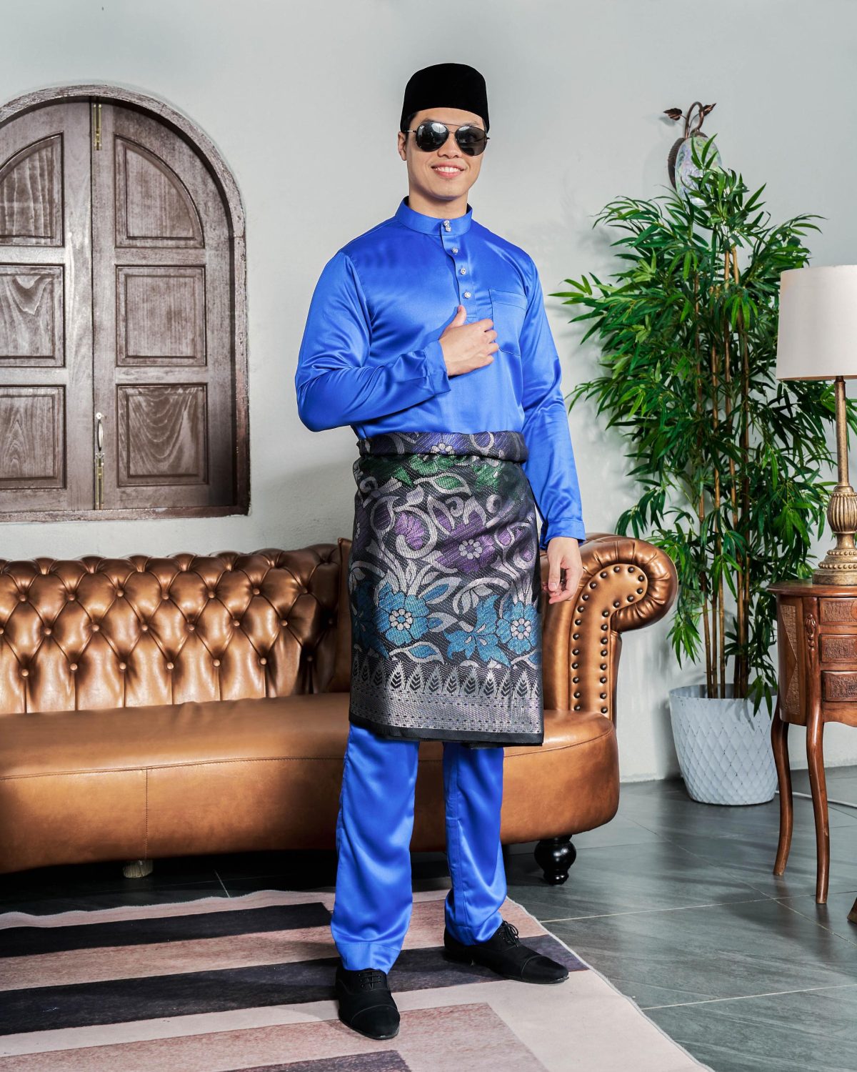 Baju Melayu Tailored Fit - Royal Blue - Kualiti Designer, Harga Luarbiasa