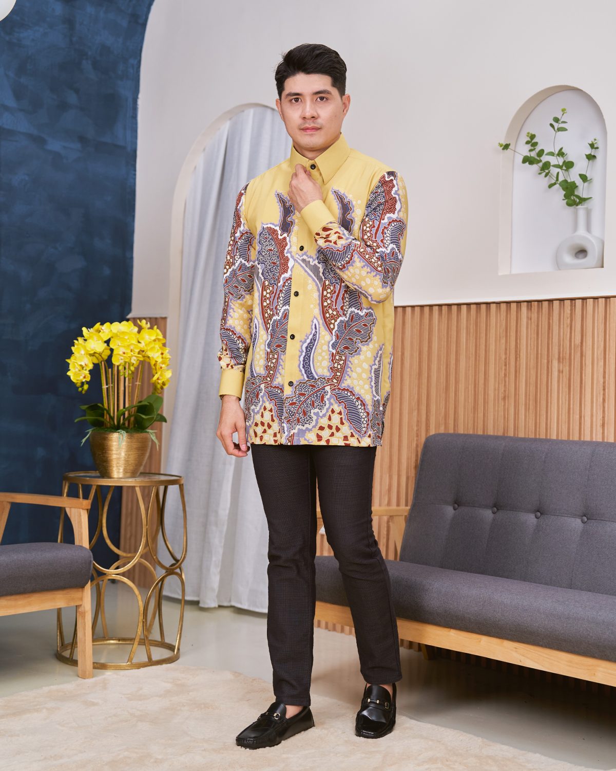 Kemeja Batik Sultan - Kristal Creamy Mustard - Kualiti Designer, Harga ...