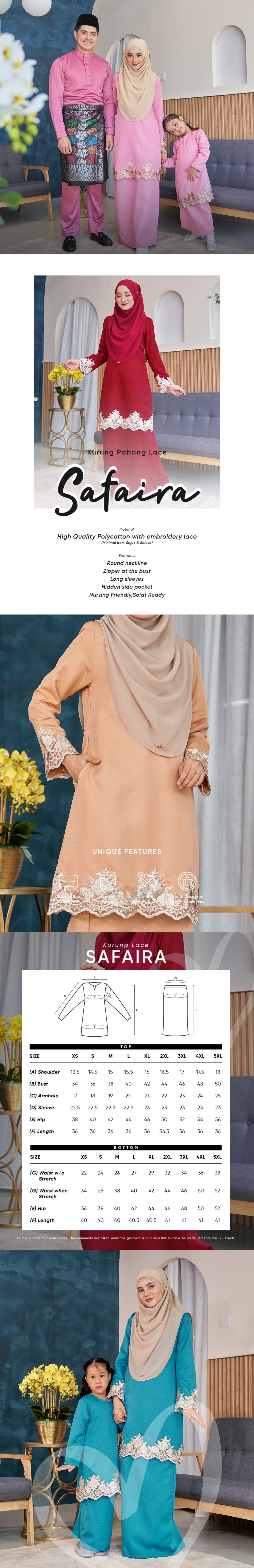 Baju Kurung Lace Safaira - Powder Blue - Kualiti Designer, Harga Luarbiasa