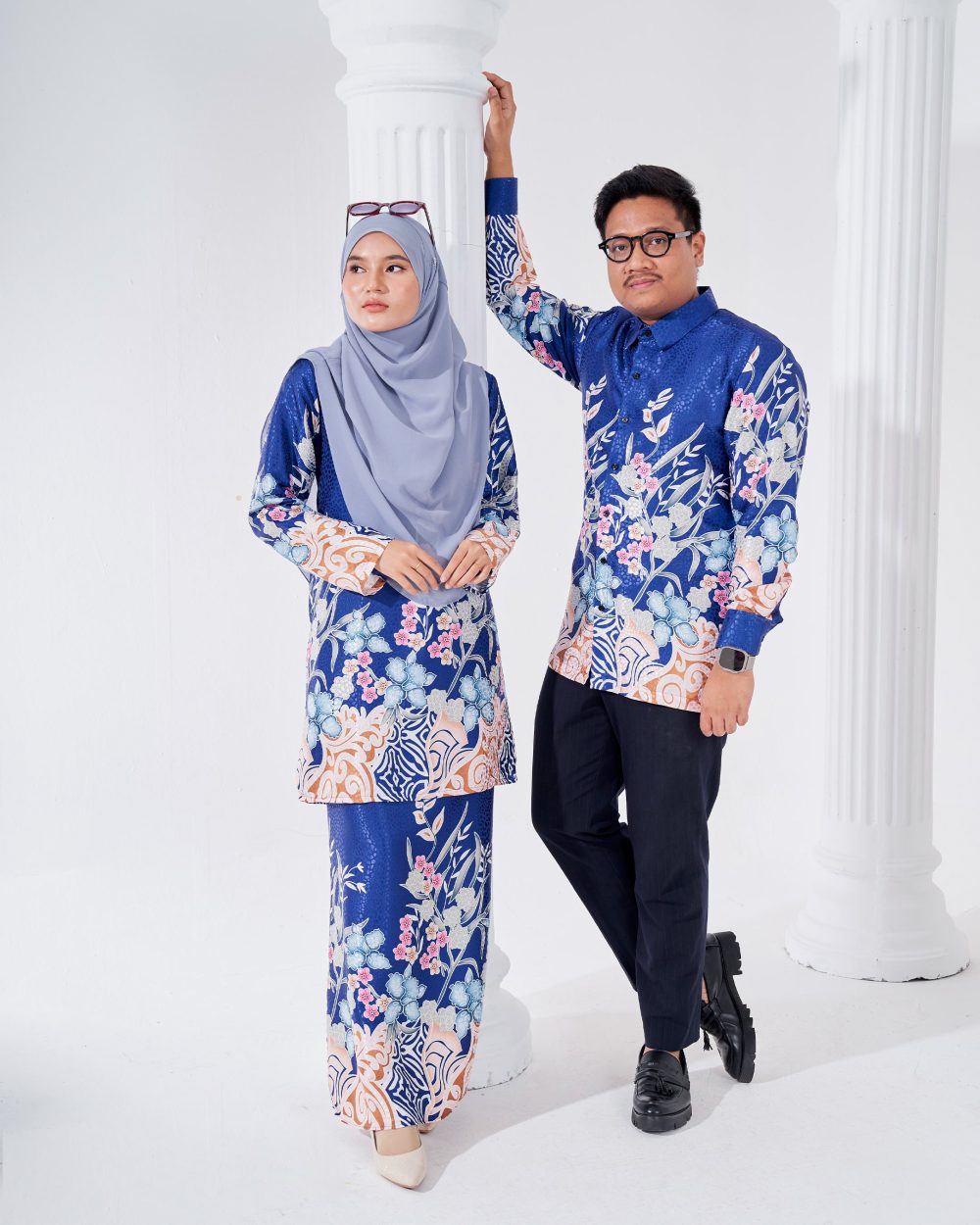 Baju Kurung Moden Batik Sultanah 3.0 - Kirana Royal Blue - Kualiti Designer, Harga Luarbiasa