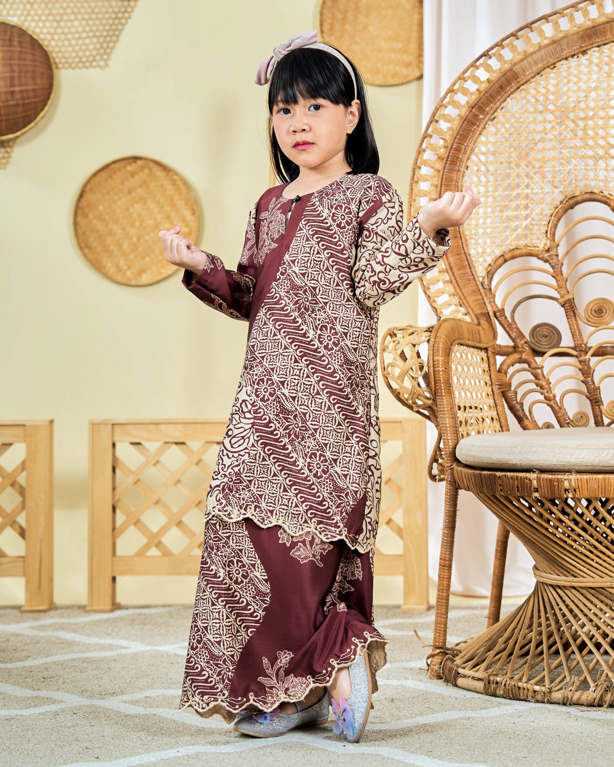 Baju Kurung Moden Batik Sulam Sultanah Kids 9.0 - Azalea Deep Maroon ...