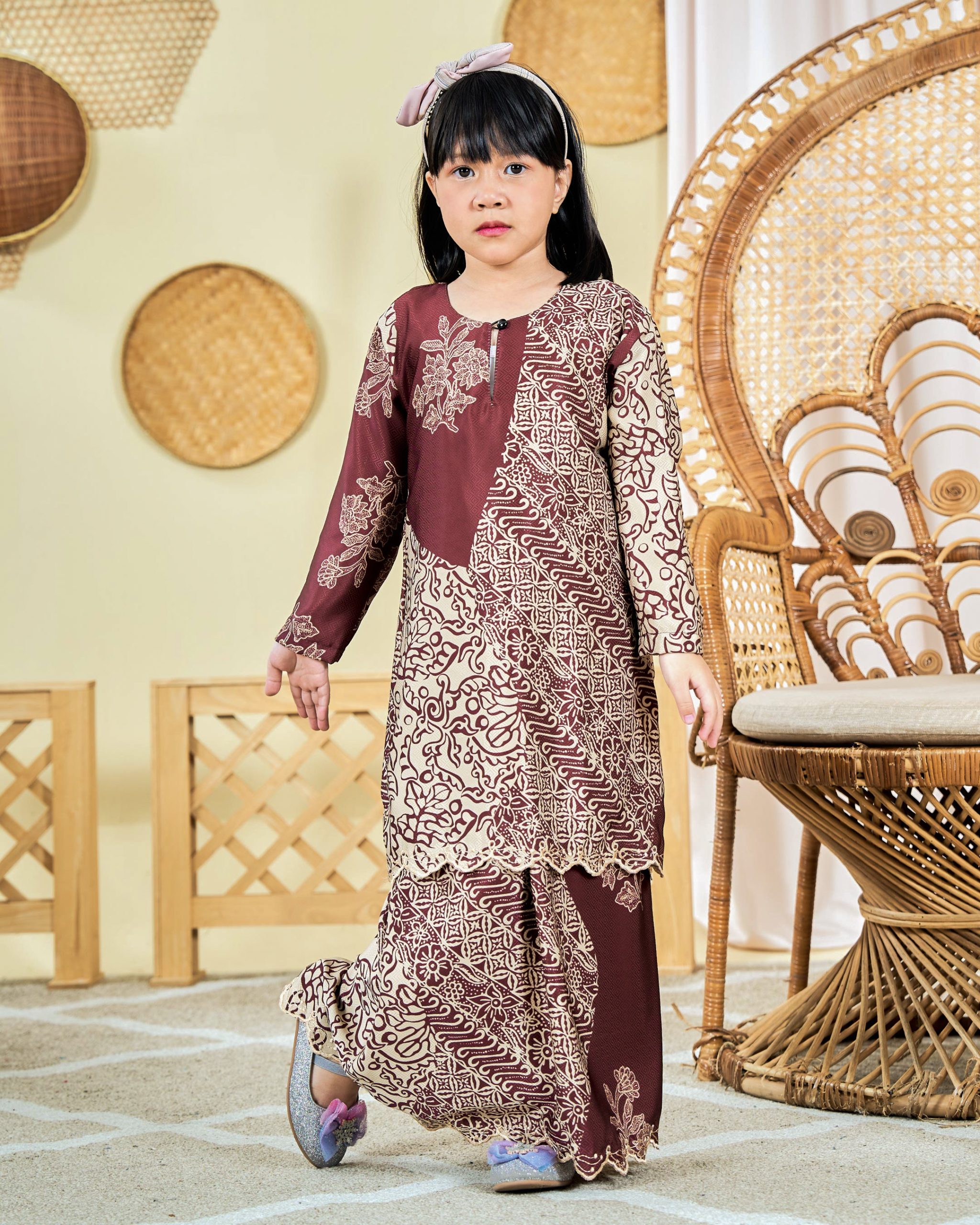 Baju Kurung Moden Batik Sulam Sultanah Kids 9.0 - Azalea Deep Maroon ...